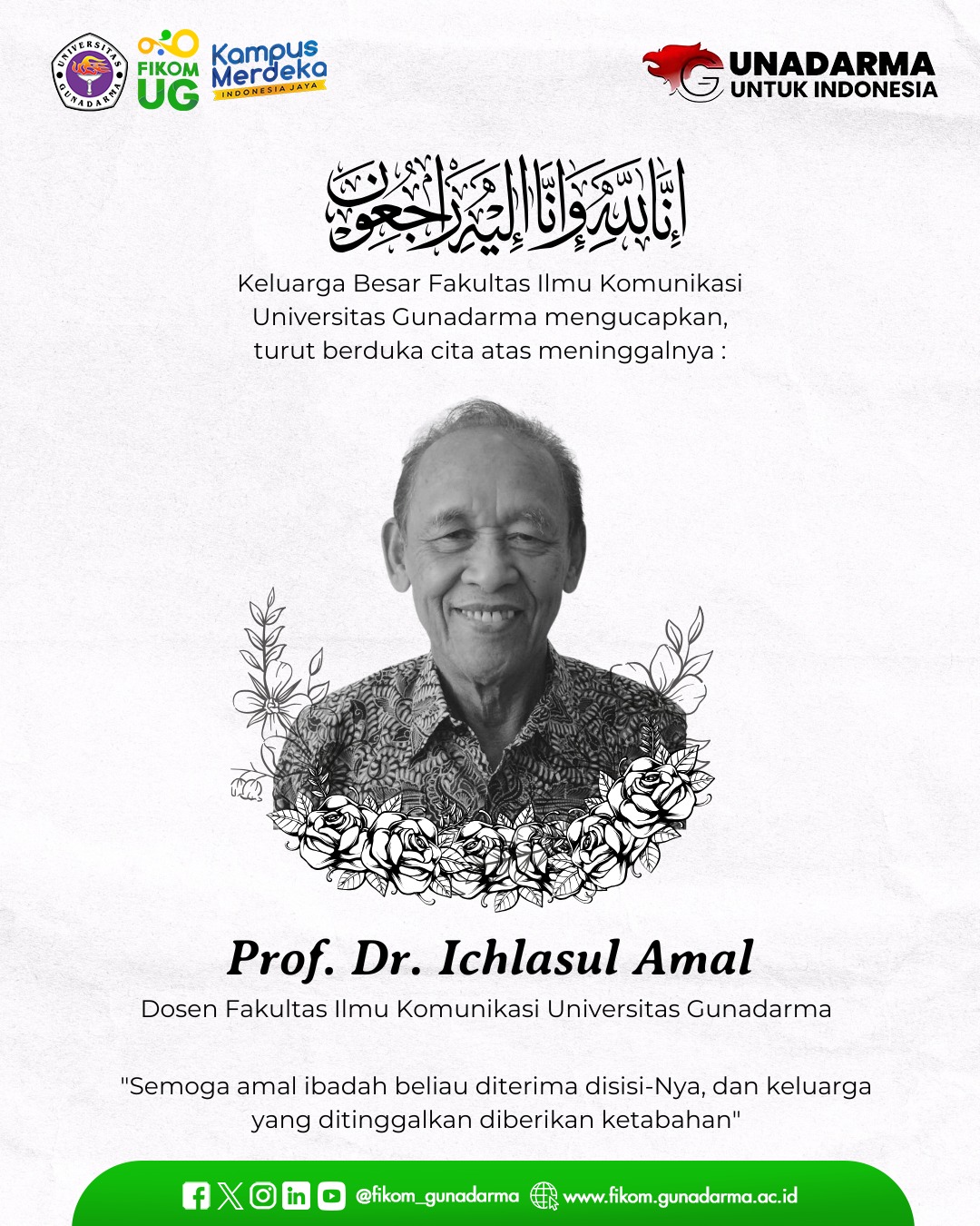 Prof. Ichlasul, berpulang – Ilmu Komunikasi